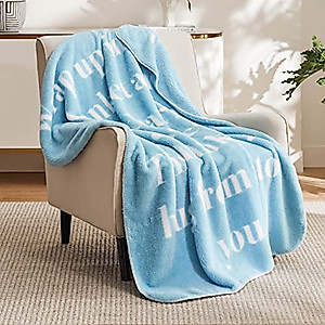 Bedsure Get Well Soon Gifts for Women - After Surgery Blanket with Inspirational Words Sympathy Gift for Men Hug Soft Fleece Healing Blanket Blue 50x60 Inch