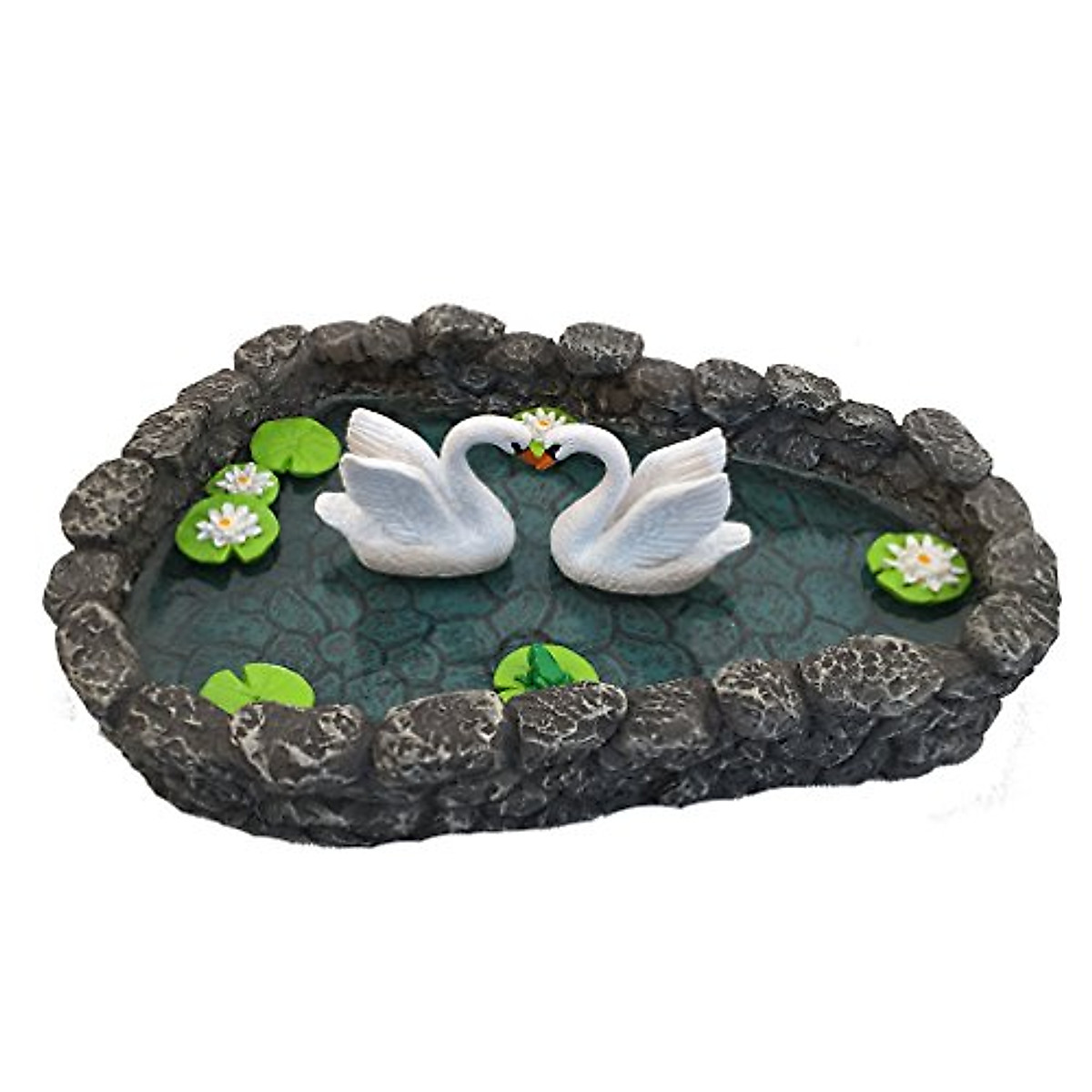 GlitZGlam Swan Miniature Pond - Love is in The air! A Miniature Swan Lake for a Miniature Fairy Garden and Miniature Garden Accessories