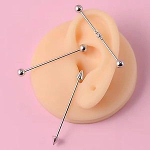 ZQGOFPT 16G Industrial Piercing Surgical Stainless Steel Industrial Barbell Earrings for Women Men with CZ Cartilage Earring Body Piercing Jewelry 1 1/2 Inch 38mm (16G Style:D)