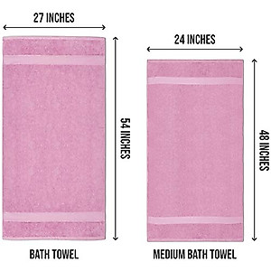 Utopia Towels 6 Pack Medium Bath Towel Set, 100% Ring Spun Cotton (24 x 48 Inches) Medium Lightweight and Highly Absorbent Quick Drying Towels, Premium Towels for Hotel, Spa and Bathroom (Pink)