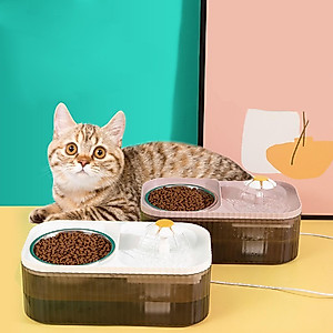 2 in 1 Cat Water Fountain and Food Bowl,Cat Fountain Water Bowl,Pet Water Bowl Fountain,Automatic Pet Water Dispenser,Cat Food and Water Bowl Set,Cat Feeding and Watering Supplies(Blue)