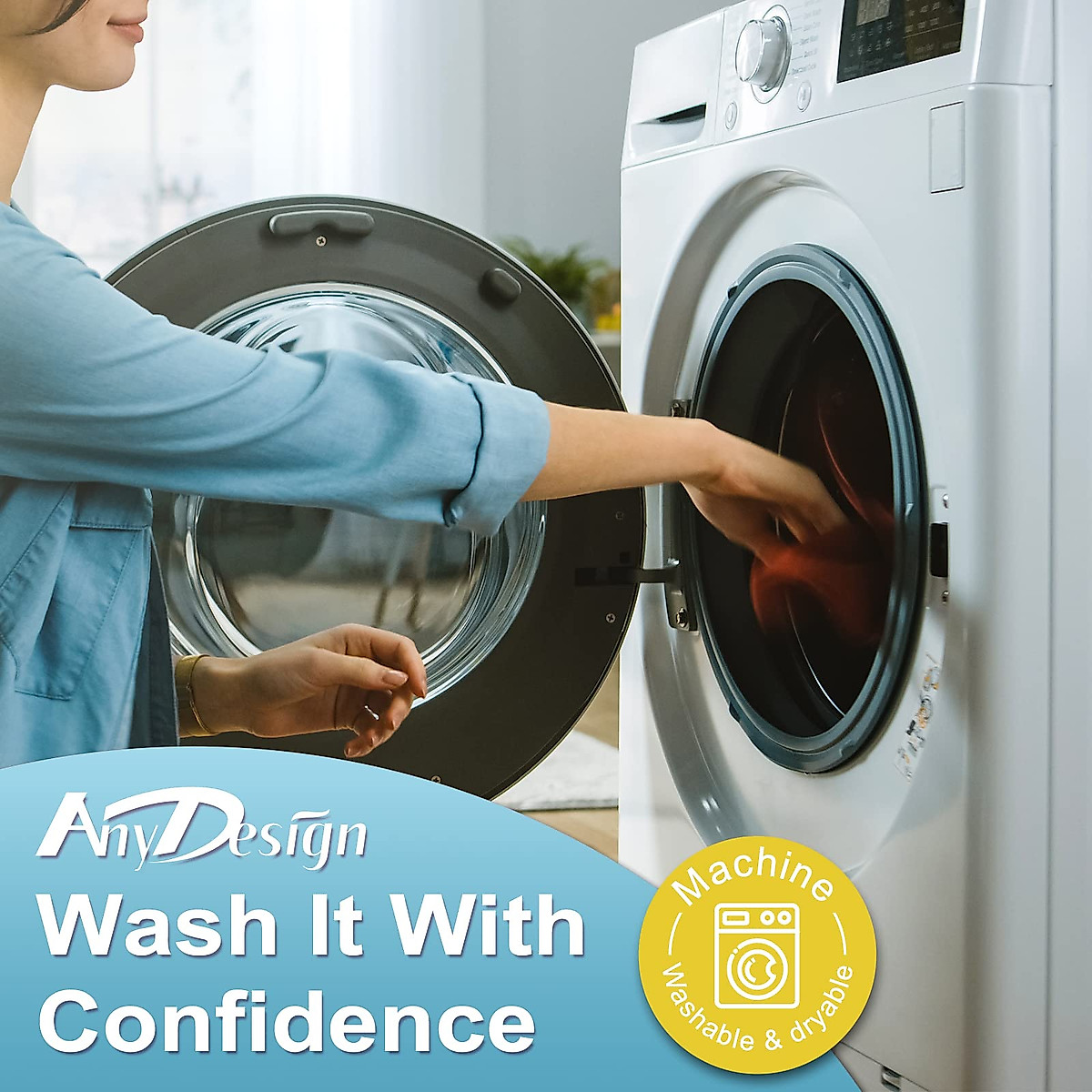 AnyDesign Watercolor Daisy Flower Kitchen Dish Towel Sunshine Blessed Bloom Spring Dishcloth 18 x 28 Inch Blue White Floral Bloom Hand Drying Tea Towel for Cooking Cleaning Wipes Supplies, Set of 4