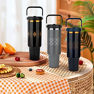 Cafezi 50 oz Insulated Water Bottle, Stainless Steel Water Bottles with Flip Straw and Top Handle, Leak Proof Tumbler with Lid and Straw, Fits in Cup Holder, Vacuum Insulated Cup for Home, Outdoors