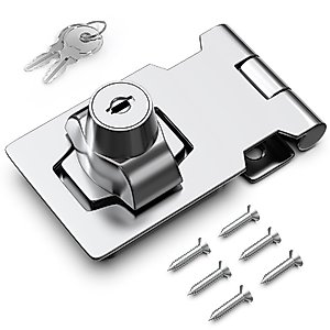 I-EASYDWW Keyed Hasp Locks, Cabinet Locks, Twist Knob Keyed Locking Hasp for Cabinet Small Door, Zinc Alloy with Iron Chrome Plating, with Keys and Screws, Silver, 2.5 Inches