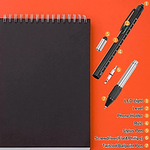 Men Gifts Multi Tool Pen - 2PC Unique Gadgets Set for Dad Birthday Stocking Stuffers Fathers Day, Unique Pocket Multitool with Light, Gift Idea Tools with Flashlight Ruler