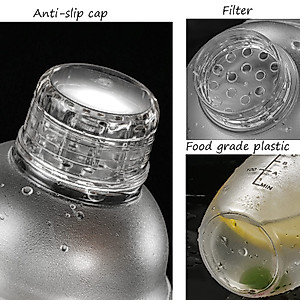 Cedilis 4 Pack Plastic Shaker Cocktail, 700cc / 24 oz Bar Tool for Milk Wine Mixing, Hand Drink Mixer with Scales, Clear Boba Tea Shaker Cup