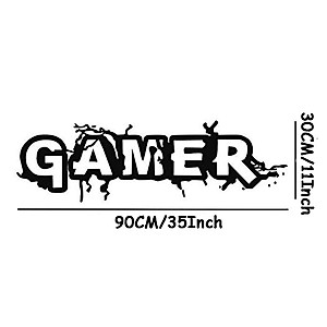 Gamer Wall Decal Vinyl Decal Art Design Stickers for Home Playroom Bedroom Game Boys Room Game Center Internet Bar(Gamer, 35" W x 11" H)