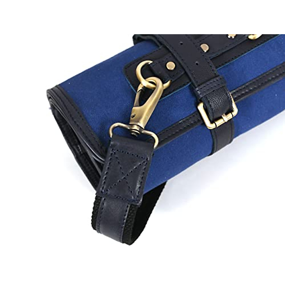 Leather Knife Roll Storage Bag, Elastic and Expandable 10 Pockets, Adjustable/Detachable Shoulder Strap, Travel-Friendly Chef Knife Case (Detroit, Canvas)