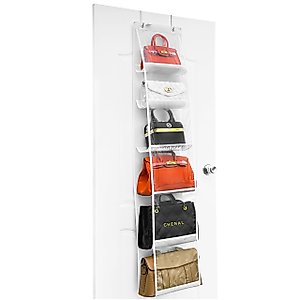 zebricolo Over The Door Purse Organizer, Holds Bigger Bags, Purse Organizer for Door，Heavy Duty Hooks (do not Damage The Door Frame)，Purse Organizer for Closet Door，Purse Organizer，1PCS-White