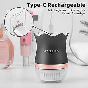 Facial Cleansing Brush - Face Cleansing Brush with 3 Replacement Brush Heads & 3 Modes, Waterproof, Type C Charging, Rotating Face Brush for Deep Cleansing, Black