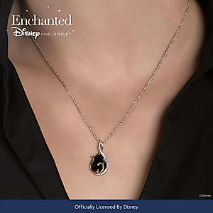 Jewelili Disney Villain Maleficent Inspired Drop Necklace Pendant for Women with 1/10 CTTW Black Spinal and Diamonds in 10K Rose Gold Enchanted Disney Fine Jewelry