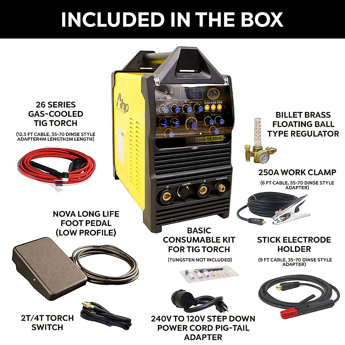 New 2024 AHP Alpha-TIG 225Xi 200 Amp IGBT AC/DC Pulse TIG/Stick Welder 110v/220v Dual Voltage