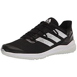 adidas Men's Adizero Afterburner 8 Turf Baseball Shoe, Black/Silver Metallic/White, 11.5