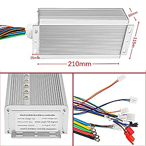 BLDC 72V 3000W Brushless Motor Kit with 24 Mosfet 50A Controller and Throttle for Electric Scooter E Bike Engine Motorcycle DIY Part Conversion Kit (6 Part in 1 and Motor with Foot)
