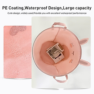 Homele Large Round Storage Basket, Cute Collapsible Laundry Basket Organizers and Storage Bins Foldable Dirty Clothes Basket Nursery Hamper Canvas Fabric Toy Box Decorative Gift Baskets (Pink Rabbit)