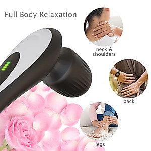 Roysmart Personal Handheld Vibrating Massager-Cordless Electric Muscle Deep Tissue Massager for Neck Back Shoulder Foot, Portable Seven Wand Massager for Full Body (Black)