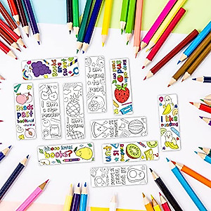 Anseal 60 PCS Color Your Own Bookmarks Bulk, 12 Styles DIY Bookmarks for Kids/Teens, Cute Fruit Bookmarks for Reading Lover, Fun & Personalized Bookmark for Students, Classroom Rewards Supplies