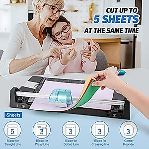 Frifreego 12 Inch Rotary Paper Cutter Heavy Duty, Paper Trimmer with 4 Different Blades for Straight/Wave/Dotted/Creasing Line, Suitable for Cutting Paper Coupons Photos Postcards Scrapbook