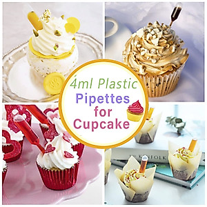 Cupcakes Pipettes 100pcs 4ml Disposable Squeeze Transfer Pipettes Dropper Liquor Injectors for Strawberrys,Cupcakes,Dessert