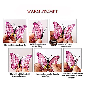 3D Butterfly Wall Decor,12pcs Double Wings Butterfly Decorations, Butterfly Party Decorations,Glow in the Dark Butterfly Decoration For Bedroom Decorations Butterfly Wall Stickers and Butterfly Wall Decals (Colorful)