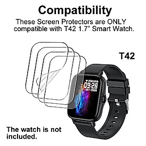 smaate Soft Screen Protector Compatible with 1.69” or 1.7” smartwatch Iaret I18, Tensky 208BT, ANDFZ T42, Geelyda Y20 Pro, Smaiit Y22, WZWNEER Y20GT, and AZTTKIA QS08, 4-pack, Bubble Self-healing