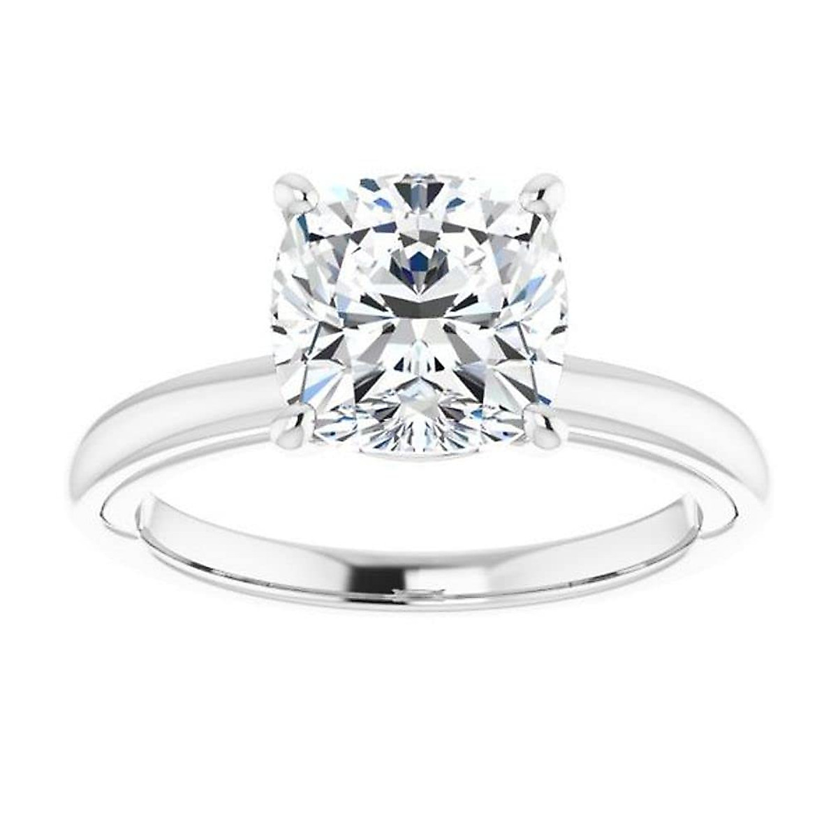 10K Solid White Gold Handmade Engagement Ring 2.5 CT Cushion Cut Moissanite Diamond Solitaire Wedding/Bridal Rings for Women/Her Propose Ring (4)