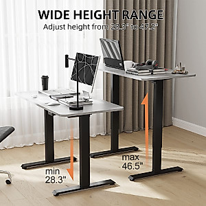 JOY worker Electric Height Adjustable Standing Desk, Grey Whole Piece 48 x 24 Inches Sit Stand Up Desk with Memory Controller, Quick Assembly Standing Workstation for Home Office