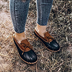 DKSUKO Snow Women's Waterpoof Loafer Shoes Slip On Flat Duck shoe (10 B(M) US, Blue)