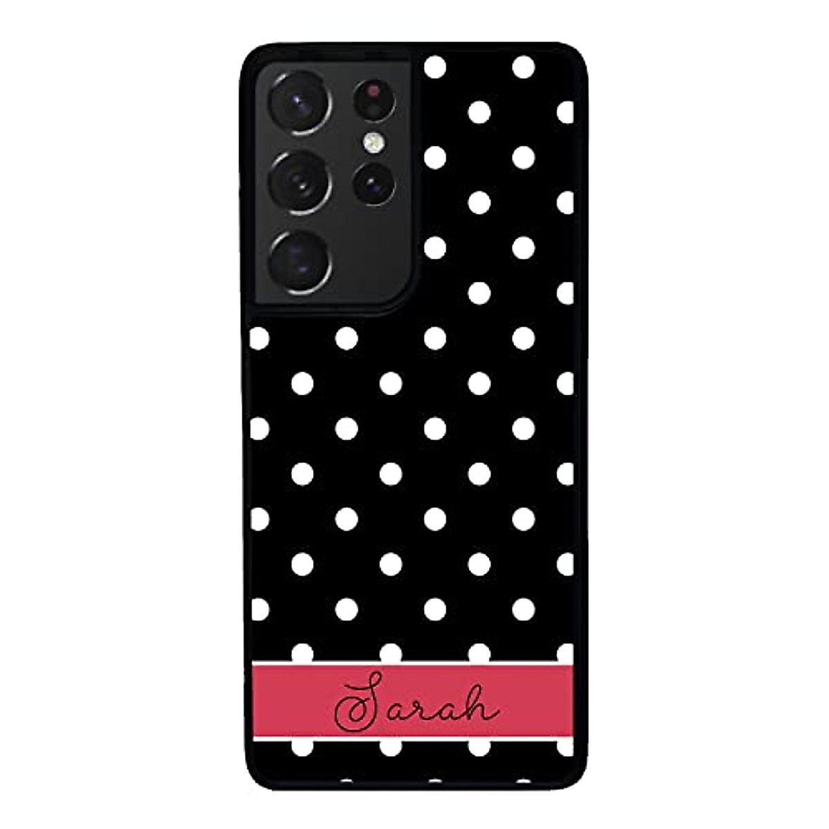 Polka Dot Black White Red Personalized Black Rubber Phone Case Compatible With Samsung Galaxy S23 S23+ Ultra S22 S22+ S21 S21FE S21+ S20FE S20+ S20 Note 20 S10 S10+ S10e