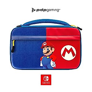 PDP Messenger Case with Removable Shoulder Strap - Holds 14 Games & Console - Compatible with Nintendo Switch/ Lite/ OLED - Power Pose Mario