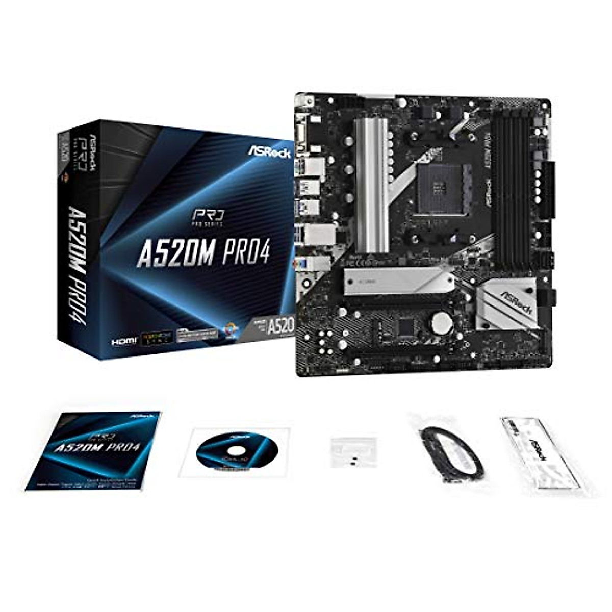 ASRock A520M Pro4 AMD Ryzen 3000/4000 Series (Soket AM4) Compatible with A520 Chipset, Micro ATX Motherboard [Domestic Authorized Dealer Product]