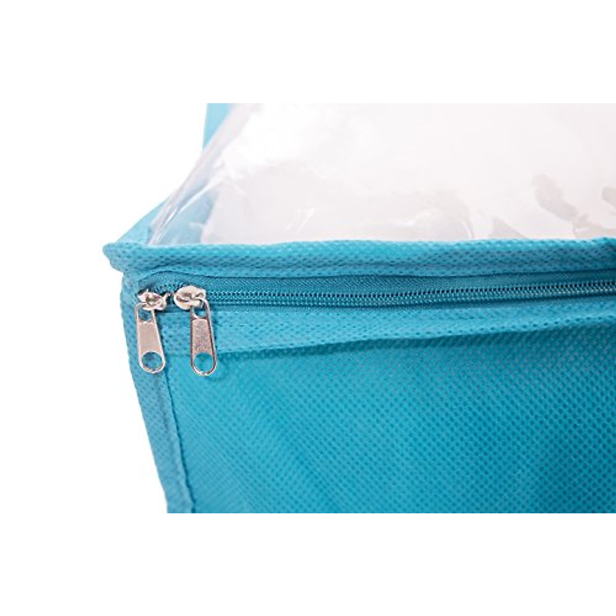 Amelitory Underbed Storage Bag Bedding Container Zippered Comforter Organizer Large Capacity Fabric Lake Blue