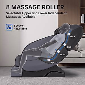 FOELRO 2024 Massage Chair, Full Body Massage Zero Gravity Chair with Foot Massage, Waist Heater, Bluetooth, Black Gray Color Collision Design