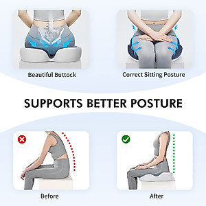 Car Seat Cushion,Office Chair Cushions Butt Pillow for Long Sitting Comfort,Memory Foam Coccyx Cushion for Tailbone Pain,Non-Slip& Ergonomic Sciatica&Back Pain Relief Driving Wheelchair Desk Chair Pad