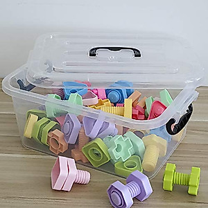 EudokkyNA 8 Liter Plastic Storage Box with Handle, 2-Pack Clear Storage Bin