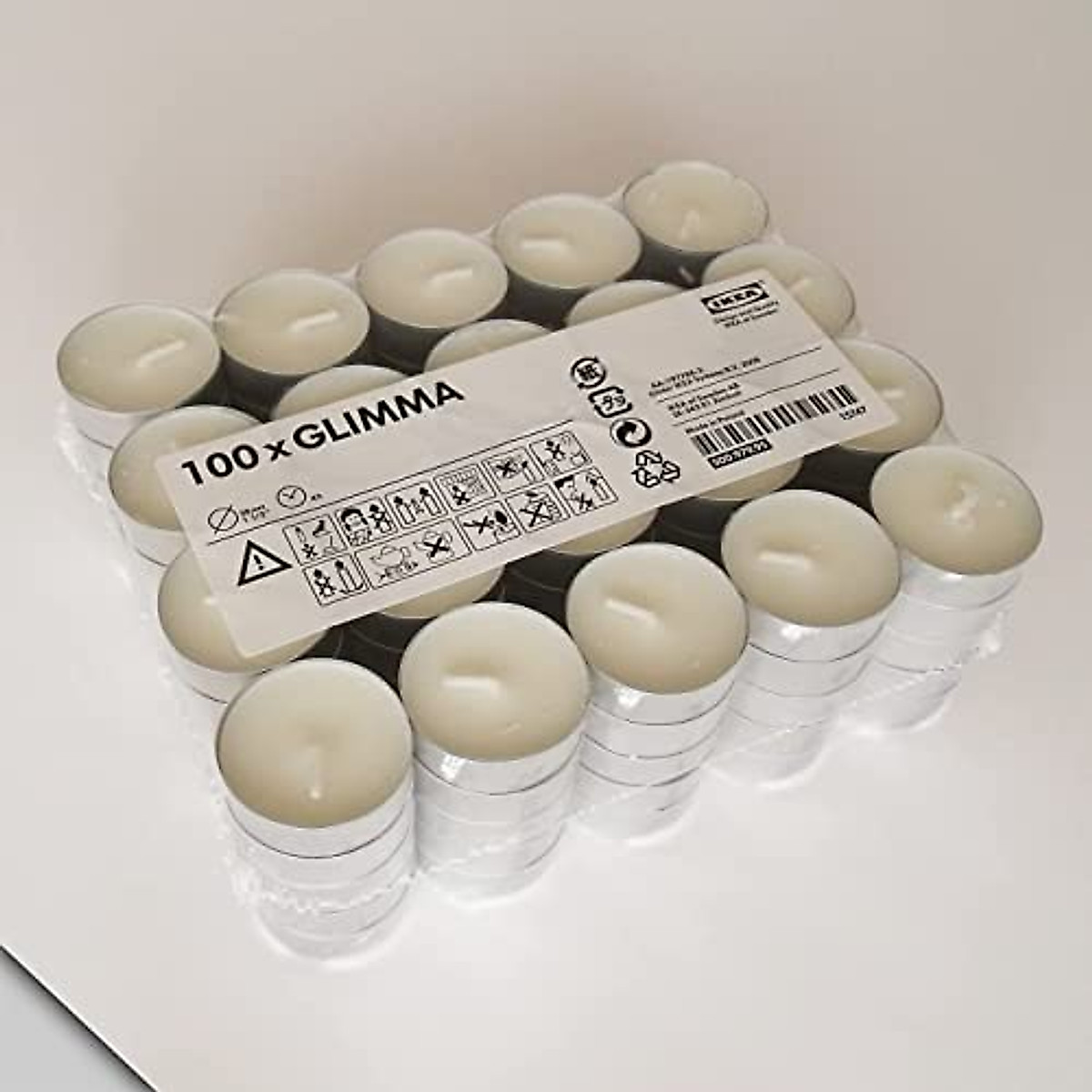 Ikea 500.979.95 Glimma Unscented Tealights, 100-Pack
