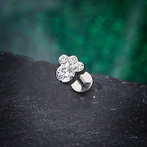 COCHARM G23 Titanium Tragus Earring Stud 16g Flat Back Threaded Helix Piercing 16 Gauge Internally Threaded Tragus Stud Cute Cz Surgical Steel 6mm Helix Earrings