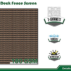 Goleray 3'x50' Brown Balcony Privacy Screen Fence Outdoor Patio Mesh Shade Net Cover, UV Protection Shade Cloth Temporary Fencing for Apartment Railing Porch Deck