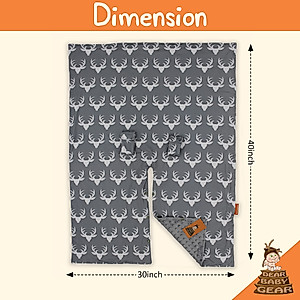 Dear Baby Gear - Baby Car Seat Canopy - Toddler Carrier Cover - Infant Car Seat Cover - Carseat Covers with Snap Opening - Carseat Canopies for Boys & Girls - 40x30 (Antlers on Gray, Gray Dot)