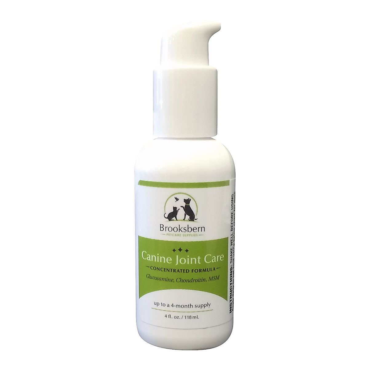 Brooksbern Liquid Joint Care Supplement for Dogs, 1-4 Month Supply with Glucosamine, Chondroitin, & MSM