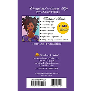 Shades of Color 2023 African American Weekly Planner, Shades of Color: I Am Spirited, Highlighting Black Culture Through Beautiful Art, 5.375 x 8.375 inches, Artist: Sylvia "Gbaby" Phillips (IP35)