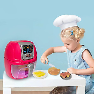 Fxfenoxo Toy Air Fryer Play Kitchen Accessories Set for Kids, Toddler Pretend Cooking Toys with Play Foods for 3-5 for Year Old Boys and Girls Gift