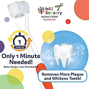 bA1 Health - 3-Sided Specialty Toothbrush (Complete Coverage) - Autism, ASD, Special Needs, Sensory, Perio Brush for All Kids/Adults - Best for Sensitive Gums and Teeth! Choose From 4 Colors