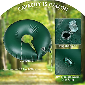 Tree Watering Ring Tree Watering Bag Slow Release PVC Drip Irrigation Water Pouch Automatic Drip System for Planting Gardening Trees and Shrubs, Green (4 Pack, 10 Gallon)