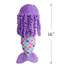 illuOKey Mermaid Doll for Girls, Mermaid Princess Plush, Soft and Snuggly Plush Animal, Lovely Bright Colors, Perfect for Nap Time, Sleep, Travel, Play Time, Birthday Present, 16 Inches