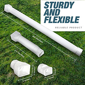 Gutter Downspout Extensions 2 pack, water gutter, Gutter Extension Flexible with Unit Bit Downspout Extension White Downspout Extender Downspout Diverter Downspout Drain Extension