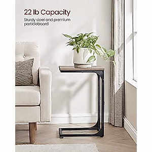VASAGLE C-Shaped End Table Set of 2, Small Side Table for Couch, Sofa Table with Metal Frame for Living Room, Bedroom, Bedside, Greige and Black
