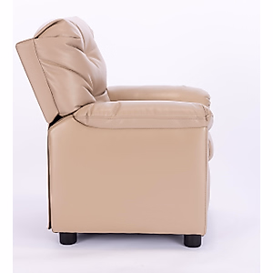 Q-Max Tufted Back Sofa Chair with Pillow Top Armrest and Footrest, Beige Finish Children Recliner