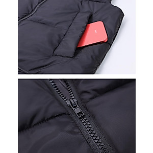 WEQULE Women's Cropped Puffer Vest Hooded Zip Up Winter Sleeveless Jacket lightweight Outwear Padded Gilet with Pockets(0001-Black-L)