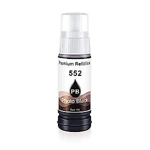 Omera Compatible Refill Bottle Ink Replacement for 552 T552 Work for EcoTank Photo ET-8550 ET-8500 All-in-One Wide-Format Supertank Printer (BK/PBK/ C/M/Y/GR 70ml, 6-Pack, for Daily Printing)